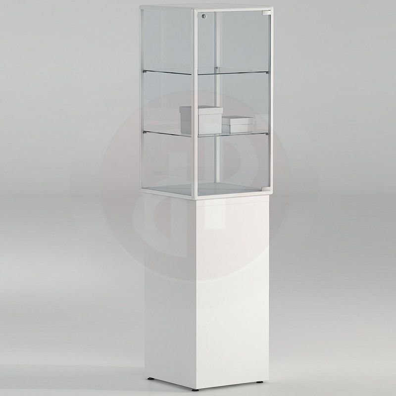 LEO TOWER SHOWCASE WITH ADJUSTABLE SHELVES 91cm WIDE - Glass Display ...