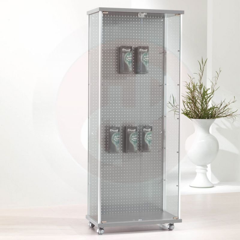 LEO TOWER SHOWCASE WITH ADJUSTABLE SHELVES 91cm WIDE - Glass Display ...